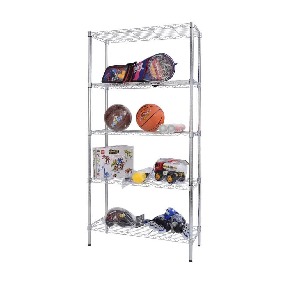 5 Tier Adjustable Heavy Duty Shelving Unit Chrome | Soko & – Soko & Co