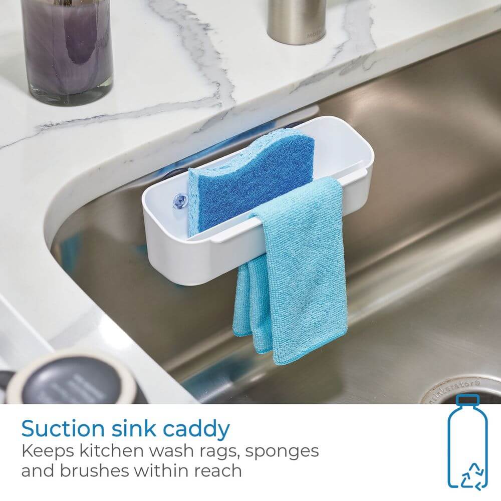 iDesign Suction Sink Caddy with Cloth Holder White | Soko & – Soko & Co