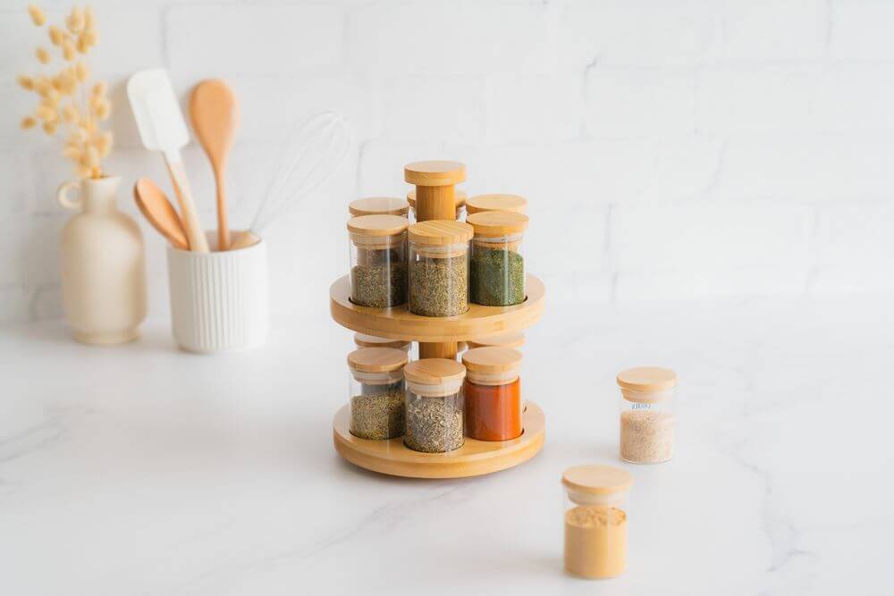 2 Tier Rotating Bamboo Spice Rack | Soko & Co