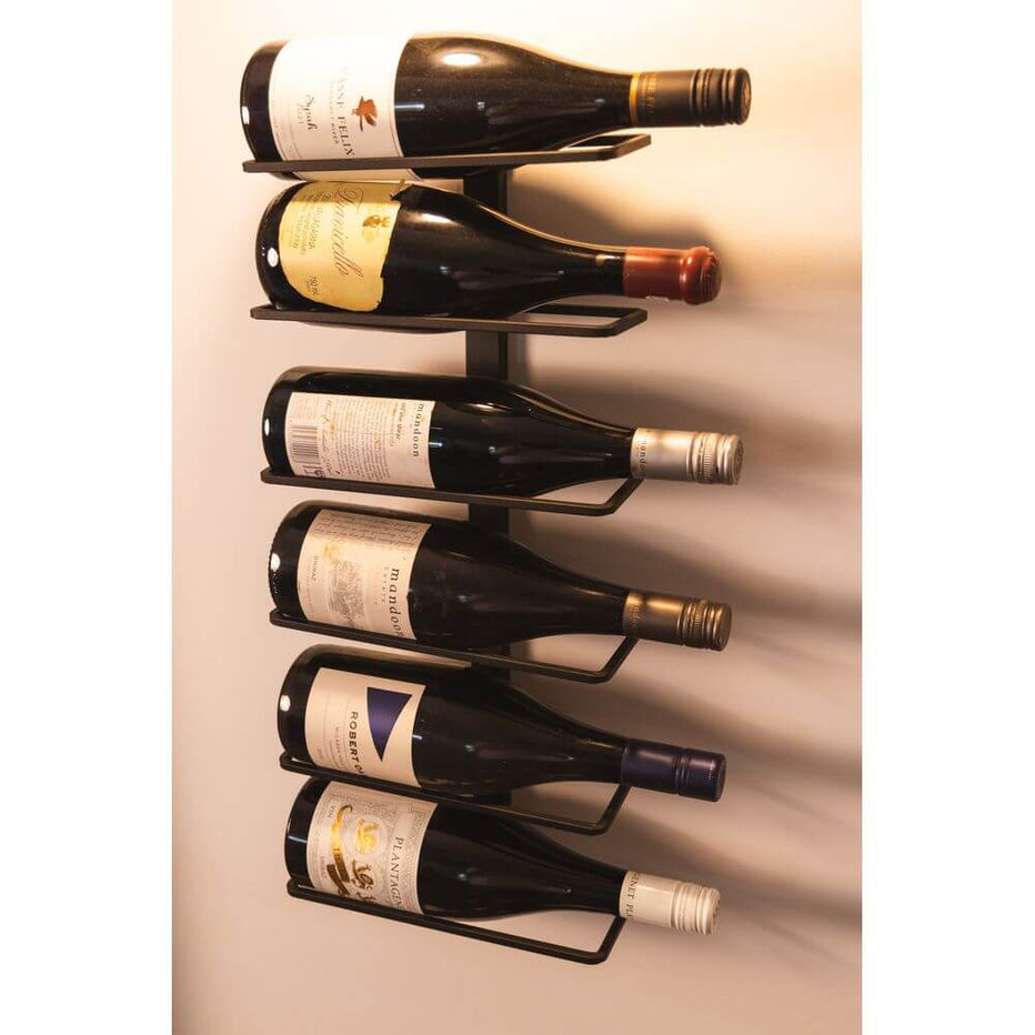 6 Bottle Wall Mounted Wine Rack Matte Black | Soko & Co