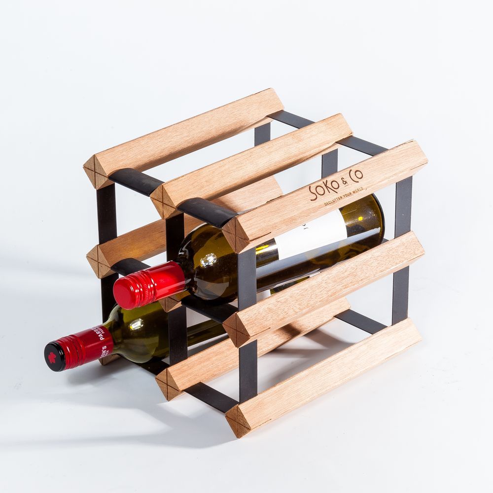 Vino Stack 4 Pocket Mahogany Wine Rack | Soko & Co