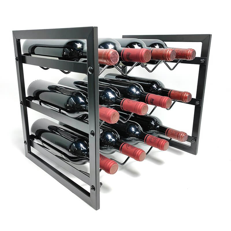 12 Bottle Slim Stackable Wine Rack Matte Black | Soko & Co