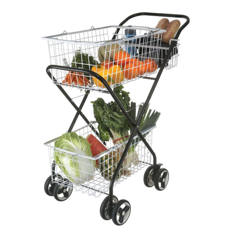 2 Tier All Purpose Laundry Basket Trolley Black & White | – Soko & Co