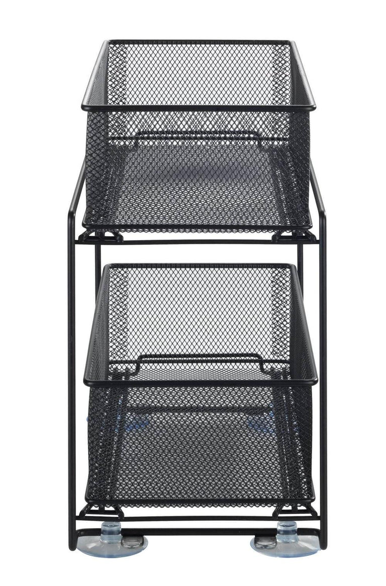 2 Tier Mesh Pull Out Pantry Drawer Black | Soko & Co