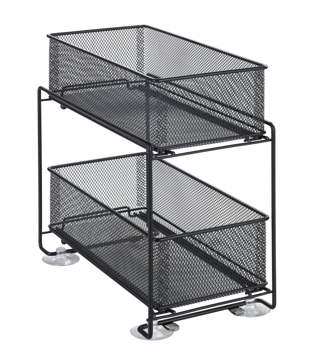 2 Tier Mesh Pull Out Pantry Drawer Black | Soko & Co