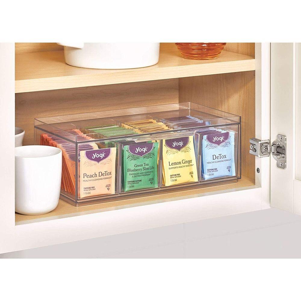 iDesign Crisp 4 Compartment Tea Box Drawer | Soko & Co