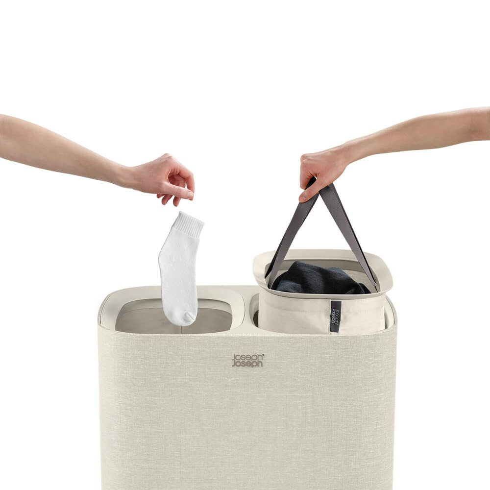 Joseph Joseph Tota 90L Twin Laundry Hamper Ecru | Soko & Co