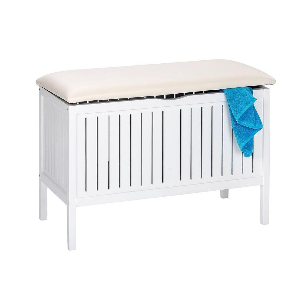 Oslo Wide Laundry Hamper & Storage Bench White | Soko & Co