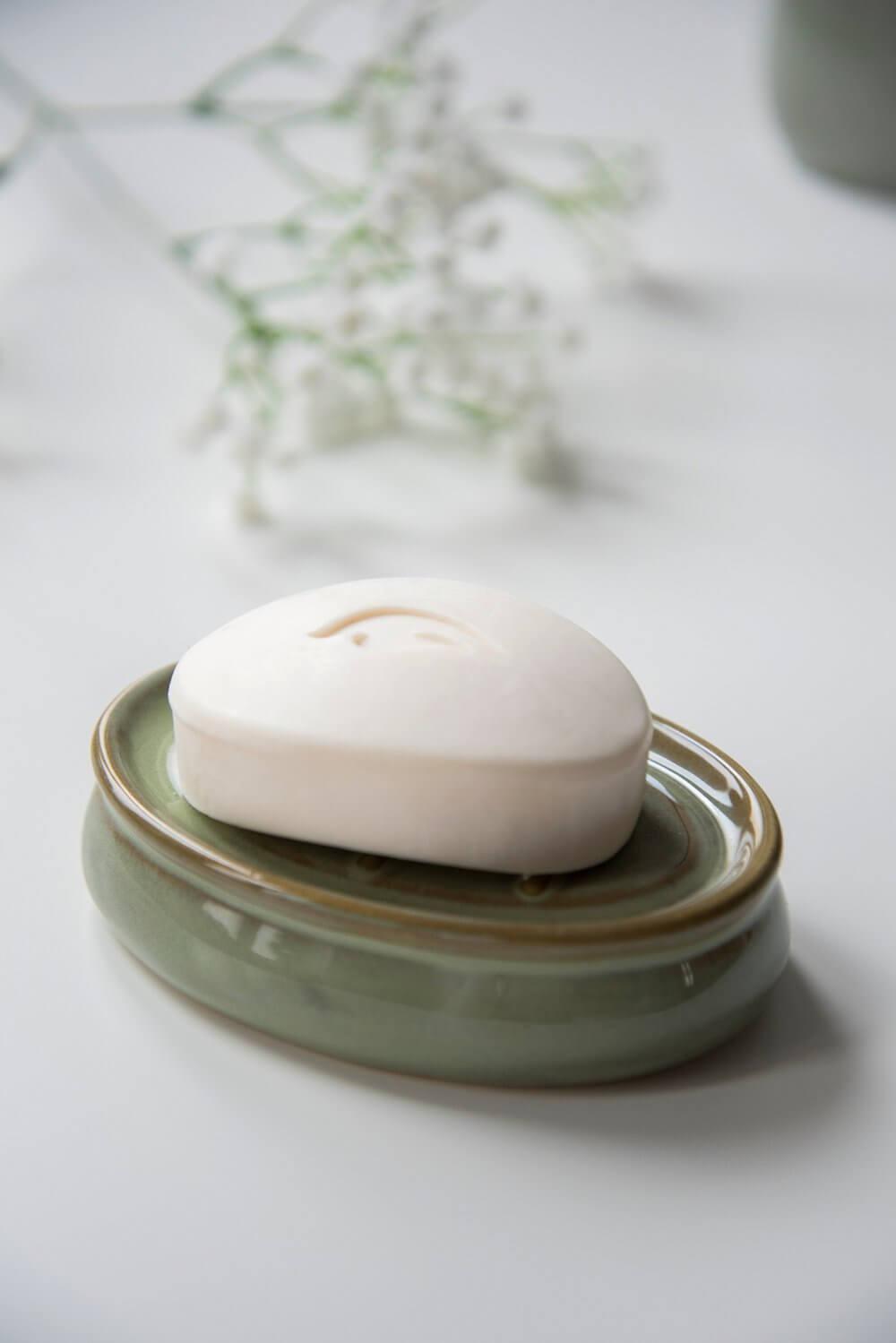 Sirmione Ceramic Soap Dish Reactive Green | Soko & Co