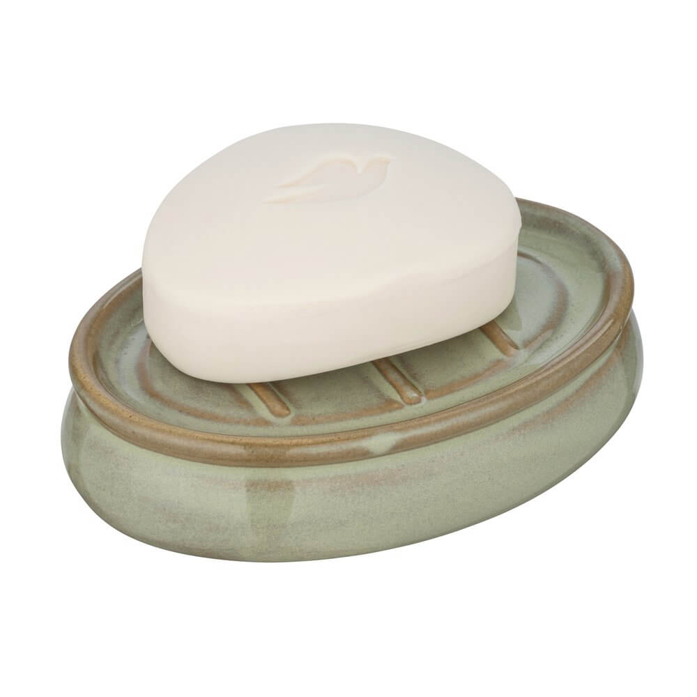 Sirmione Ceramic Soap Dish Reactive Green | Soko & Co