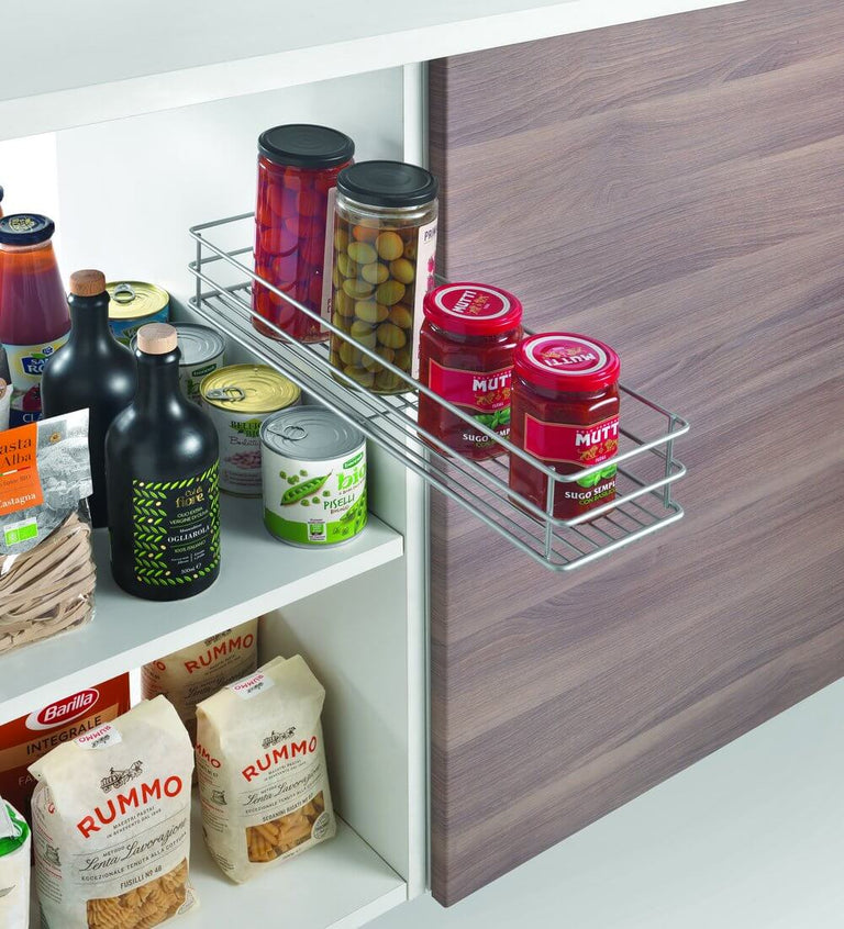 Slim Pull-Out Pantry Basket Silver | Soko & Co