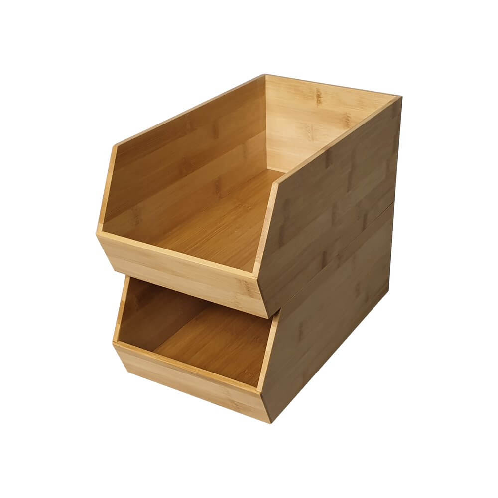Stackable Open Front Bamboo Storage Basket | Soko & Co