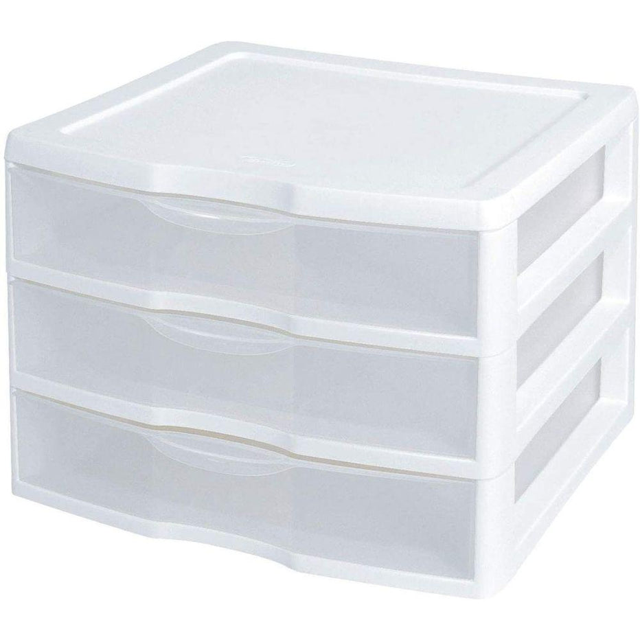 Sterilite 3 Drawer Wide Drawer Unit White | Soko & Co