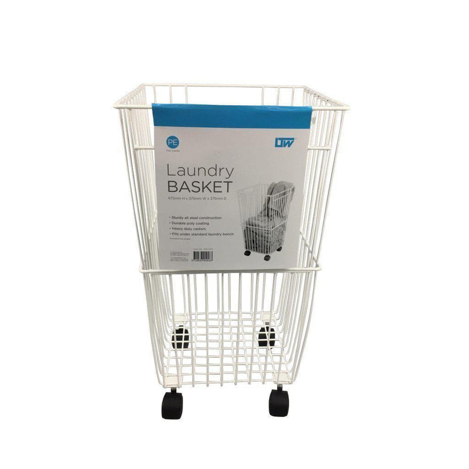 Wire Laundry Hamper with Castors White | Soko & Co
